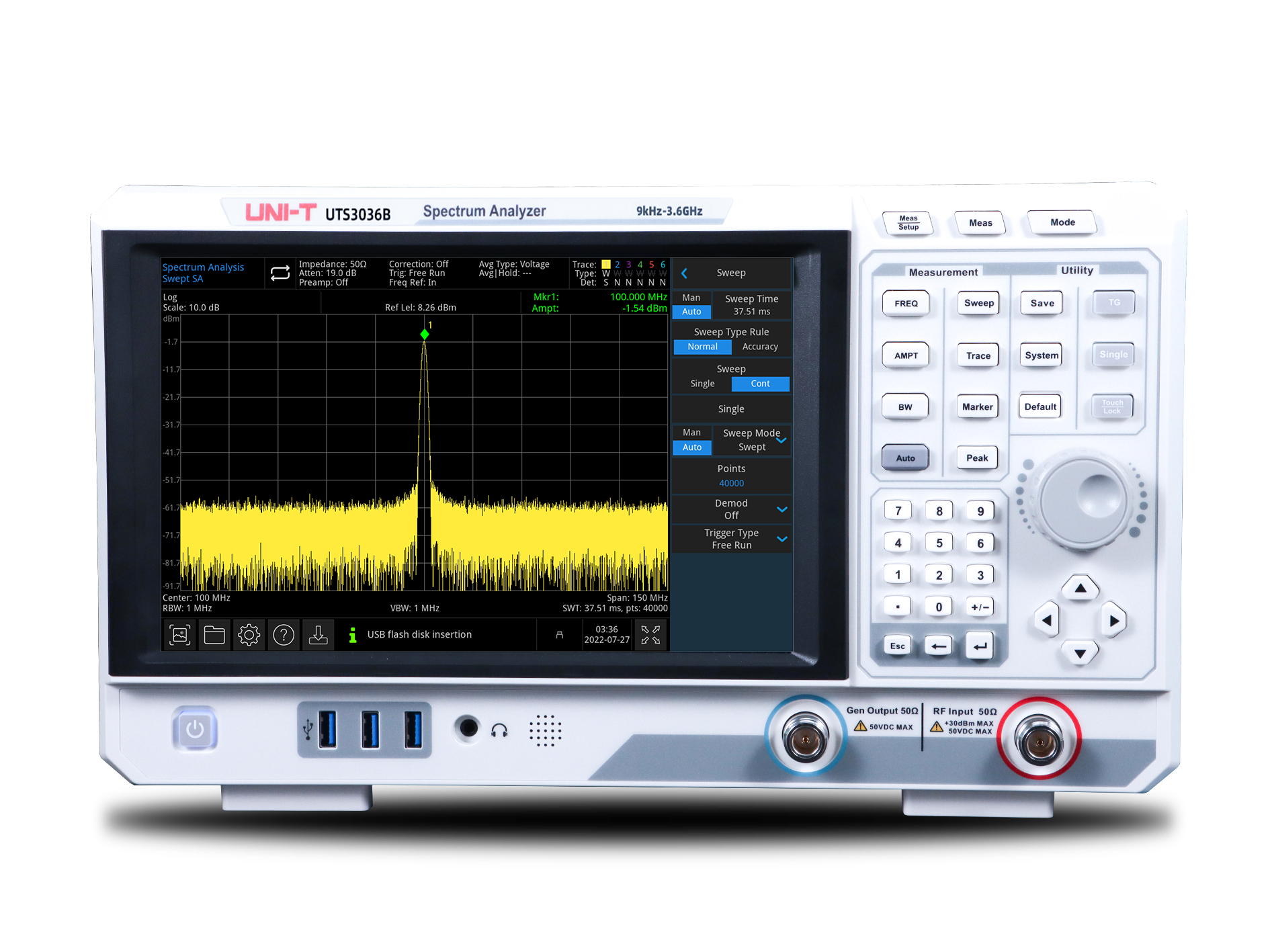 UNI-T UTS3084T Spectrum Analyzer - 3.6 GHz, Touchscreen | ElongEyes ...