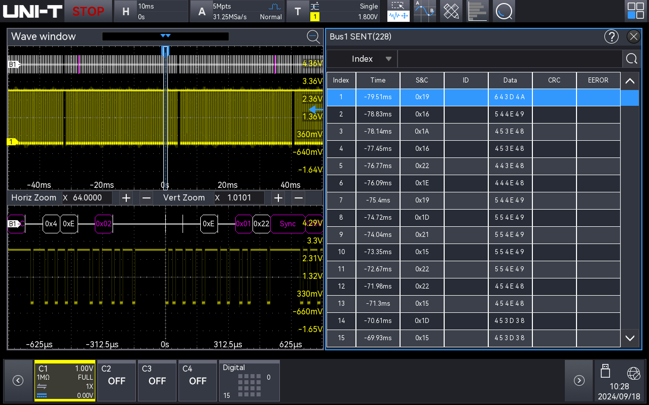 UNI‑T MSO3000X‑SENT Automotive Sensor Bus Trigger & Analysis Option ...
